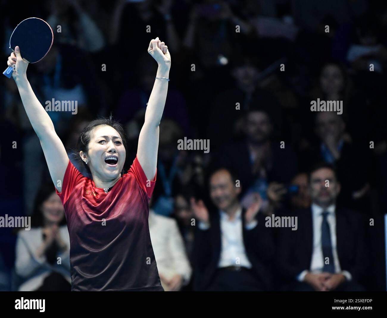 Montreux, Switzerland. 23rd Feb, 2025. Han Ying of Germany celebrates ...