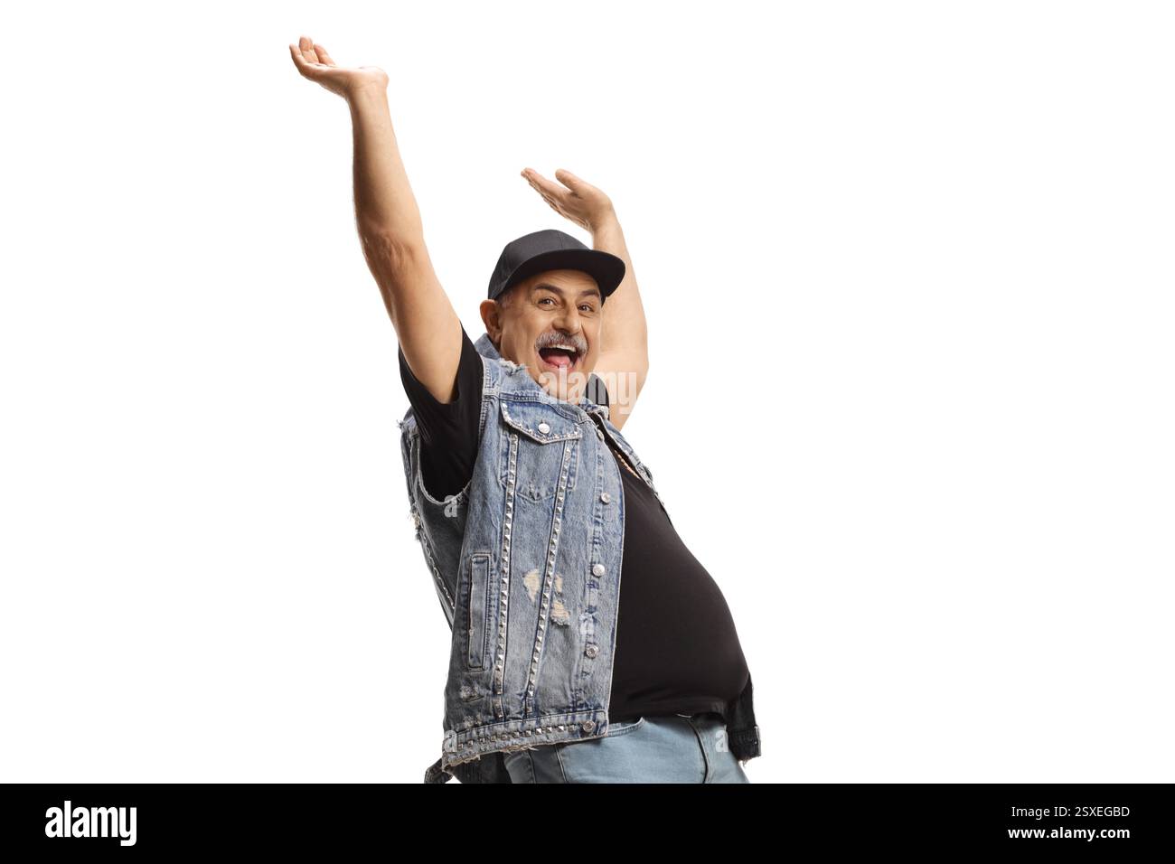 Overjoyed mature man dancing isolated on white background Stock Photo ...