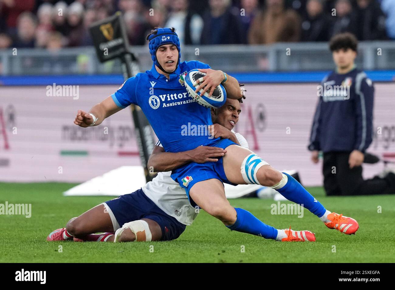 Simone Gesi of Italy and Theo Attissogbe of France during the Six ...