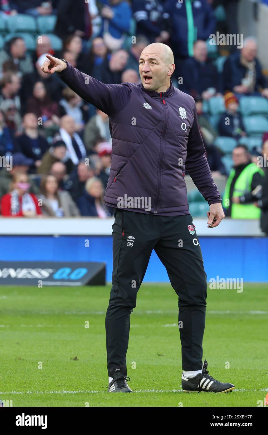 England's Coach Steve Borthwick before kick off during The Calcutta Cup Guinness Men's Six ...
