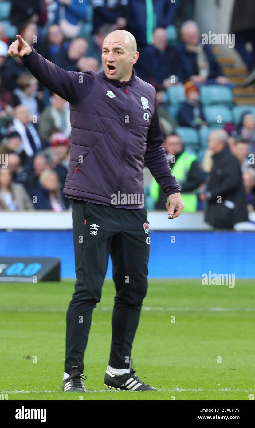 England's Coach Steve Borthwick before kick off during The Calcutta Cup Guinness Men's Six ...
