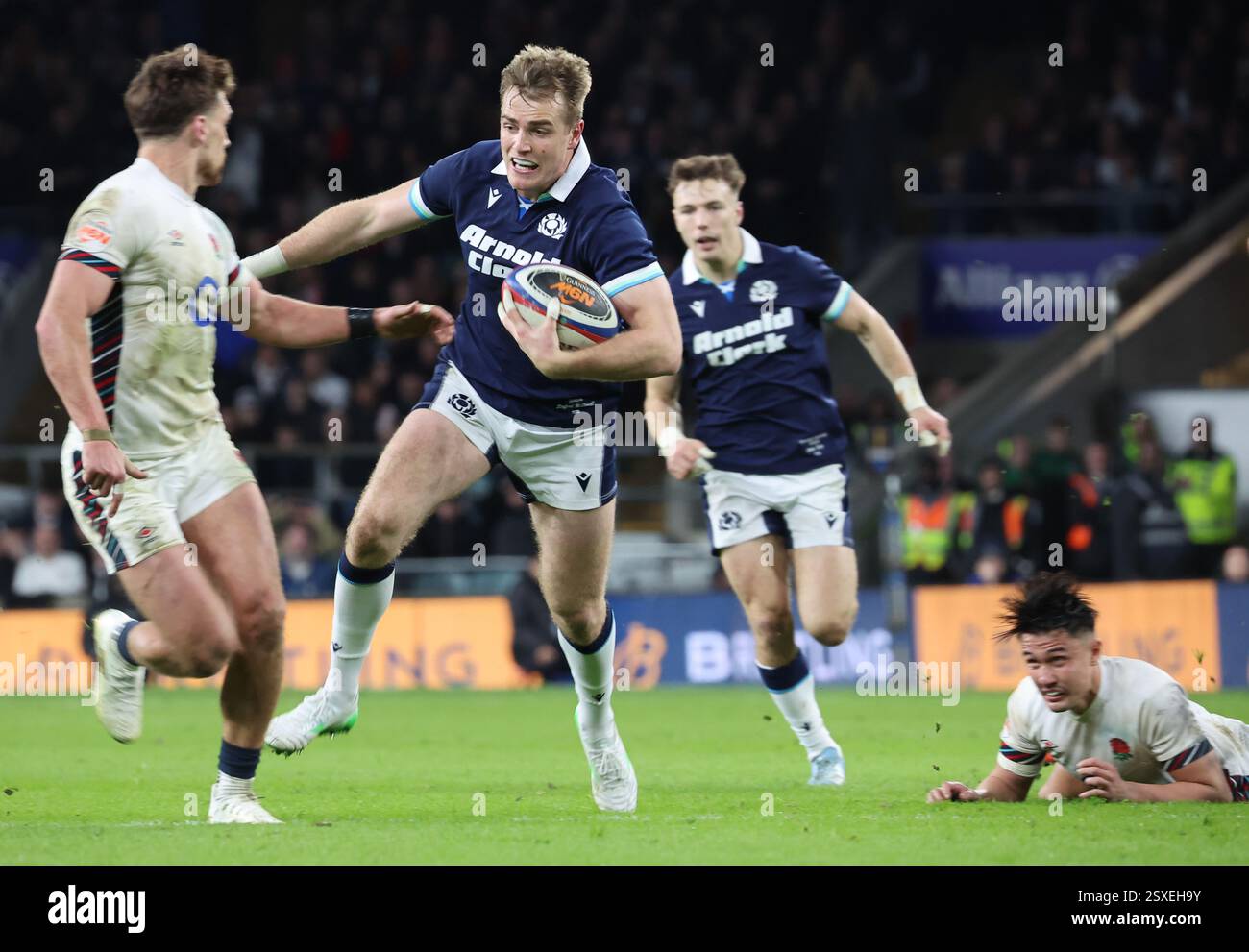 Stafford McDowall(Glasgow Warriors)of Scotland and England's Marcus ...