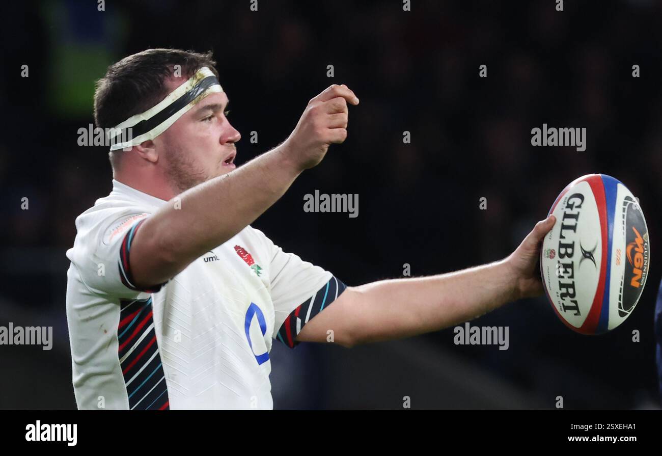 London, UK. 22nd Feb, 2025. England's Jamie George(Saracens) in action ...