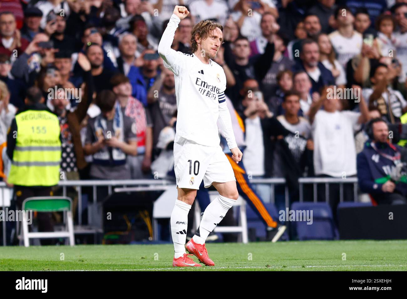 Luka Modric of Real Madrid celebrates a goal 1-0 during the Spanish ...