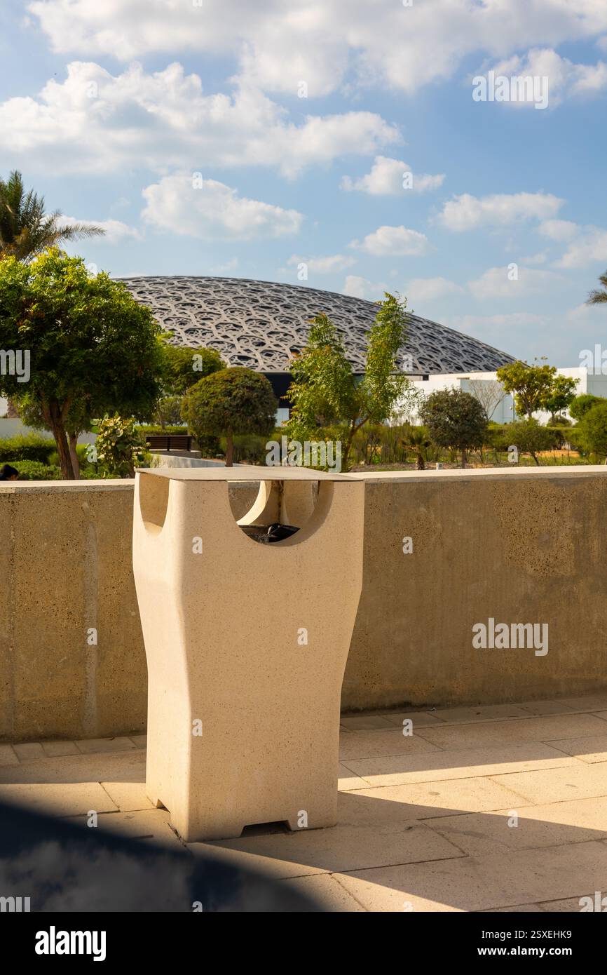Recycling bins for garbage on street in Abu Dhabi, Emirates. Vertical ...