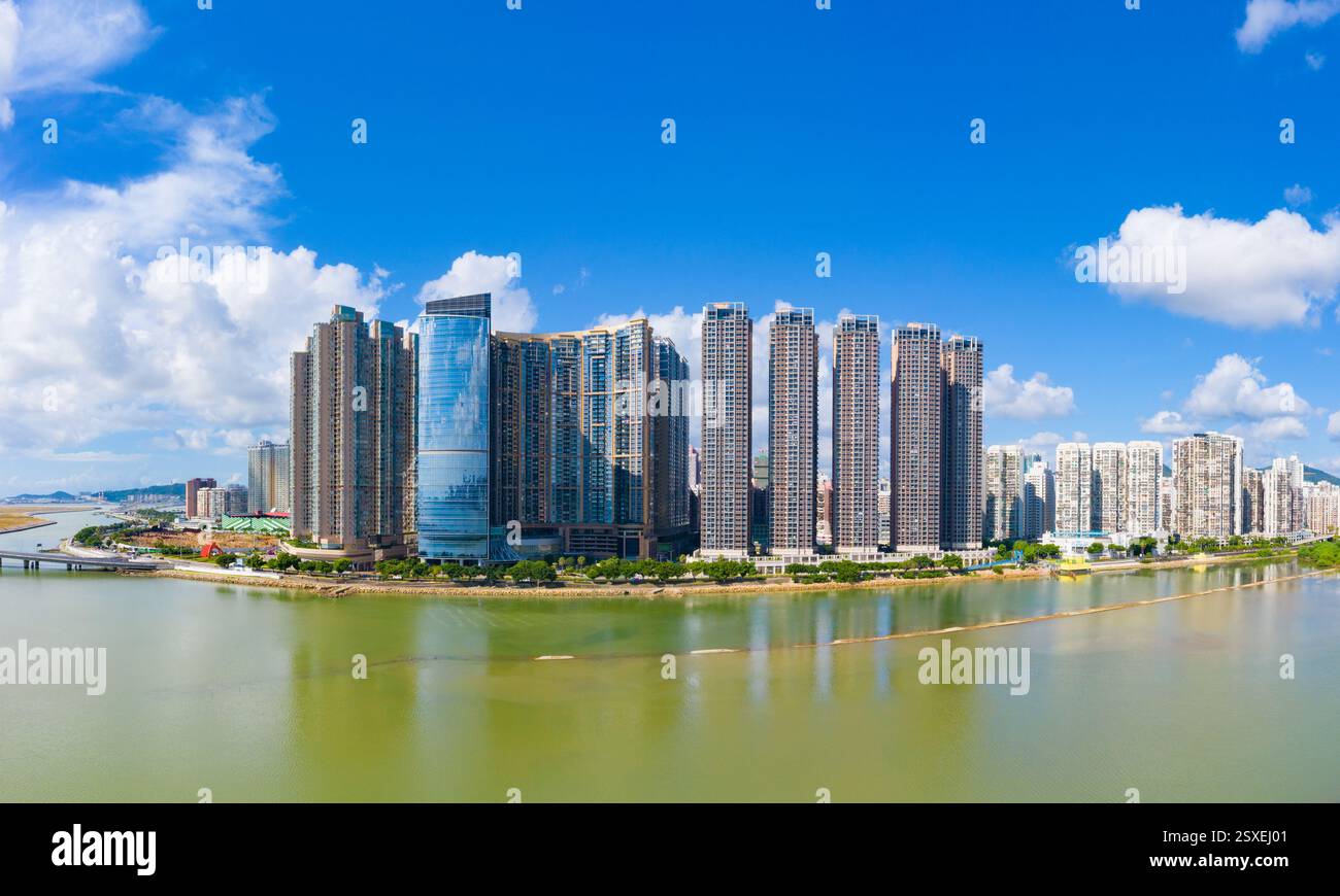 Aerial photography of urban scenery in Macau Peninsula and Zhuhai ...