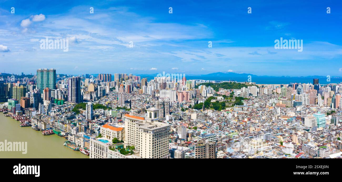 Aerial photography of urban scenery in Macau Peninsula and Zhuhai ...
