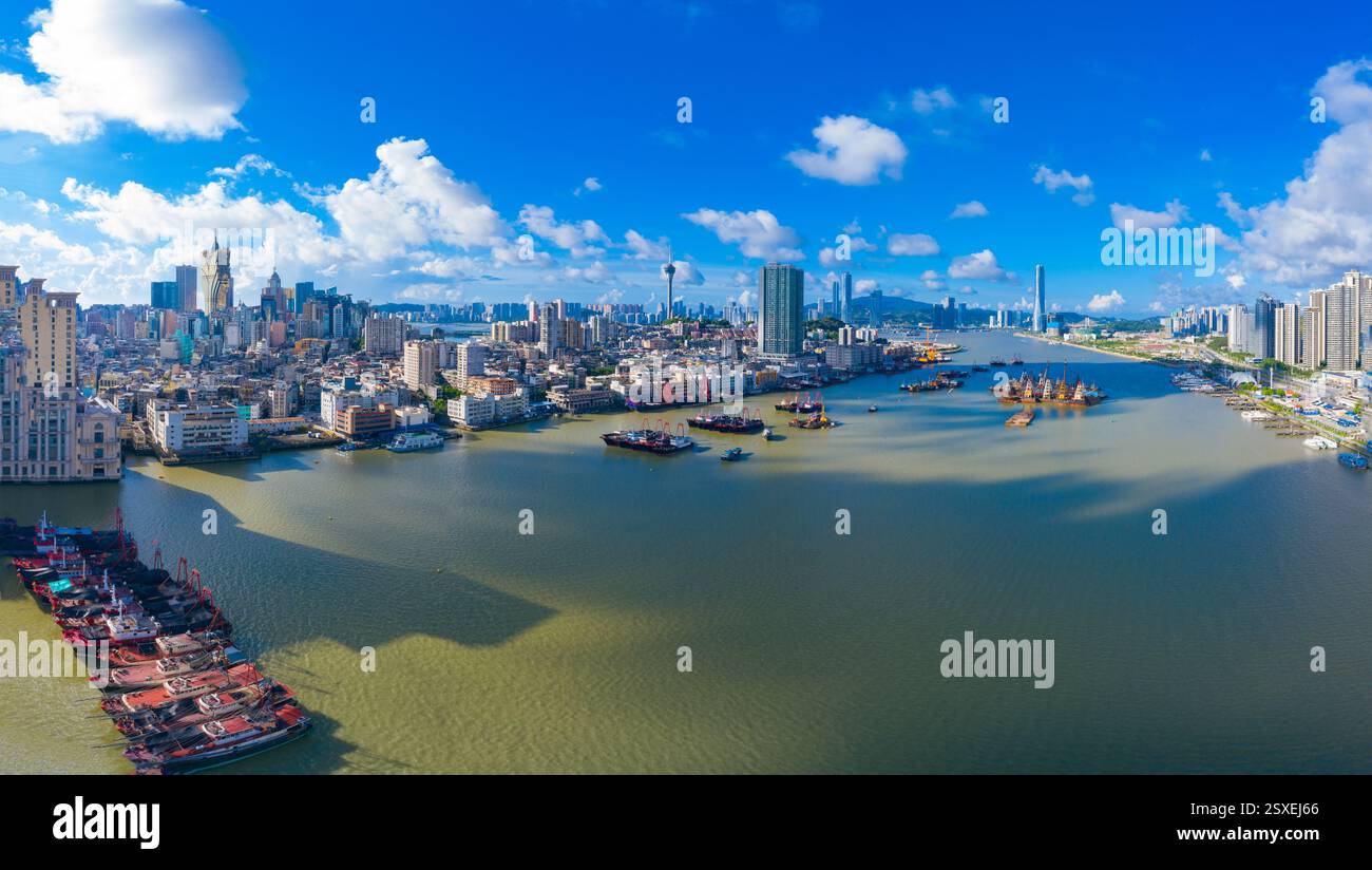 Aerial photography of urban scenery in Macau Peninsula and Zhuhai, China Stock Photo - Alamy