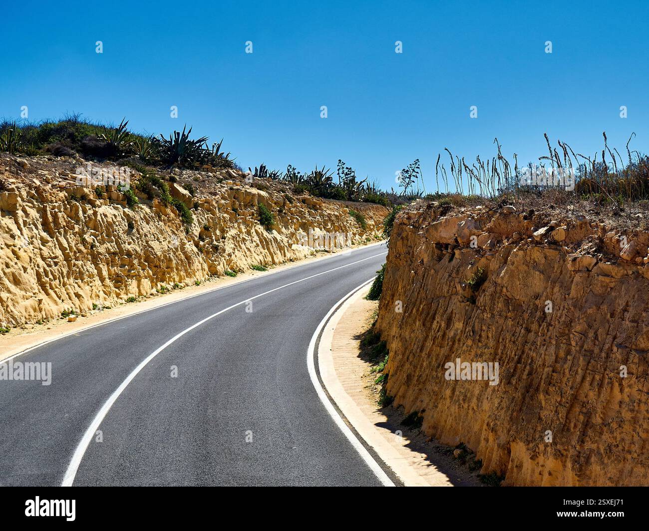 Asphalt road in Gozo province, Malta Stock Photo - Alamy