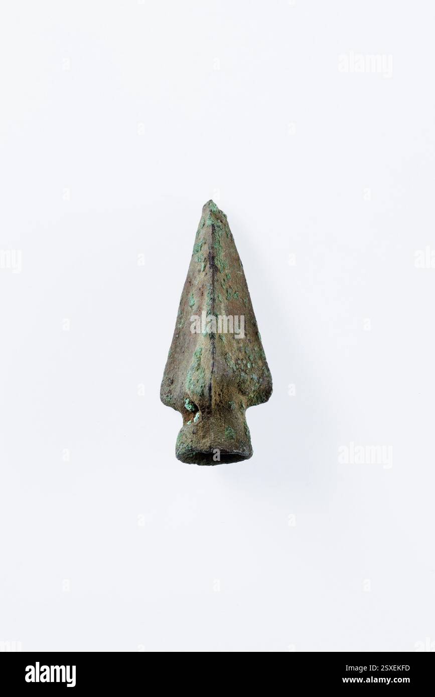 This bronze or copper alloy arrow point, dating from 589–570 B.C., was ...