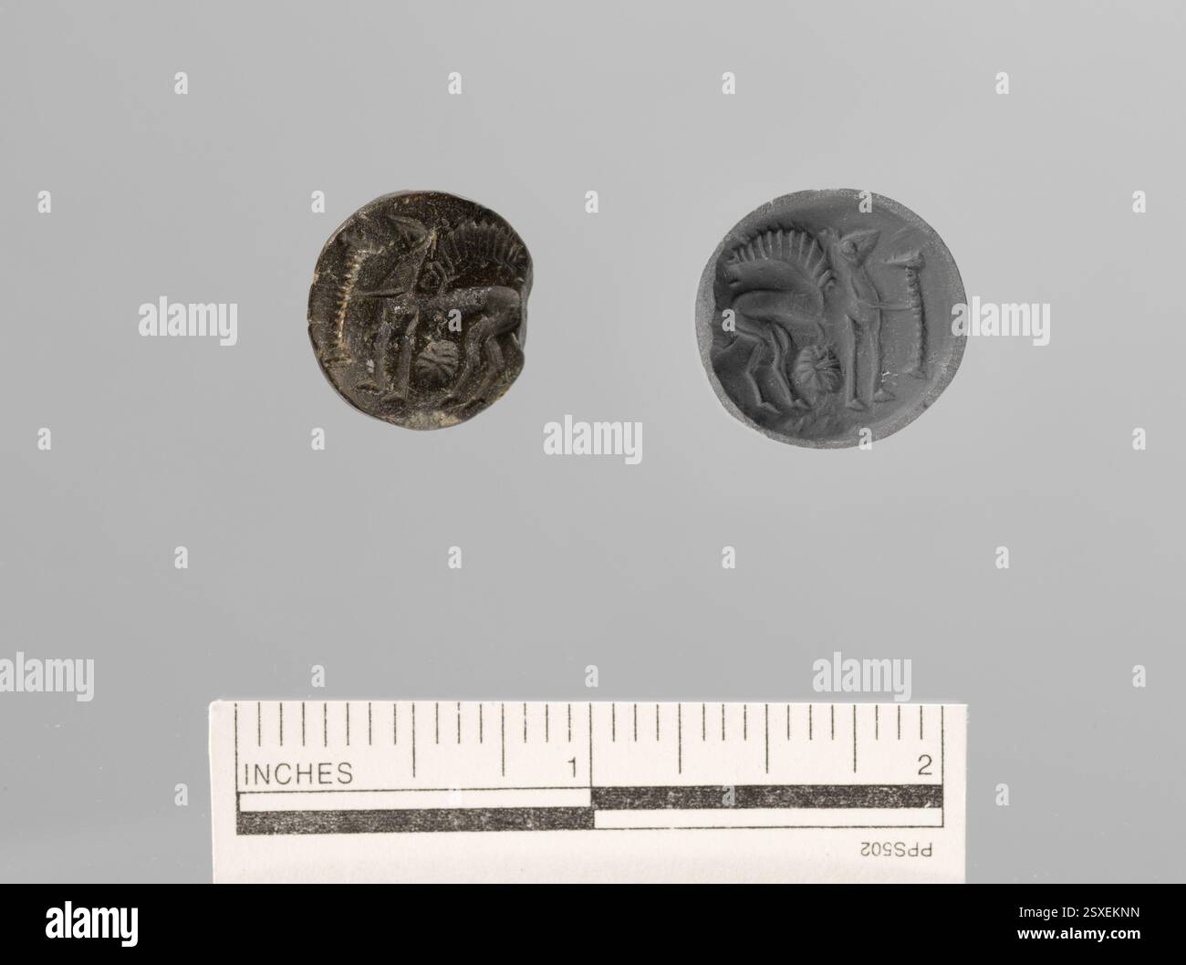 This Minoan Steatite Lentoid gem (ca. 1400–1375 BCE) depicts a griffin ...