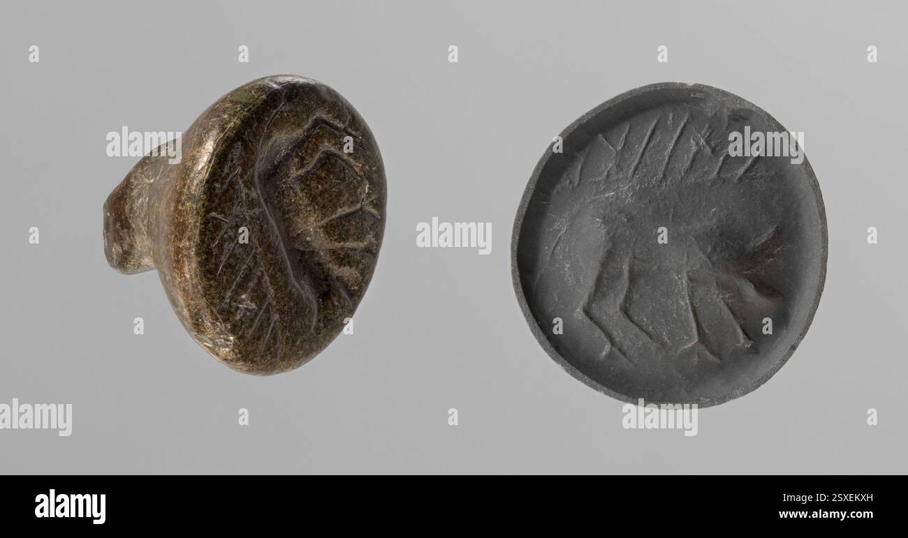 This Minoan Steatite Conoid gem (ca. 1800–1700 BCE) depicts a quadruped ...