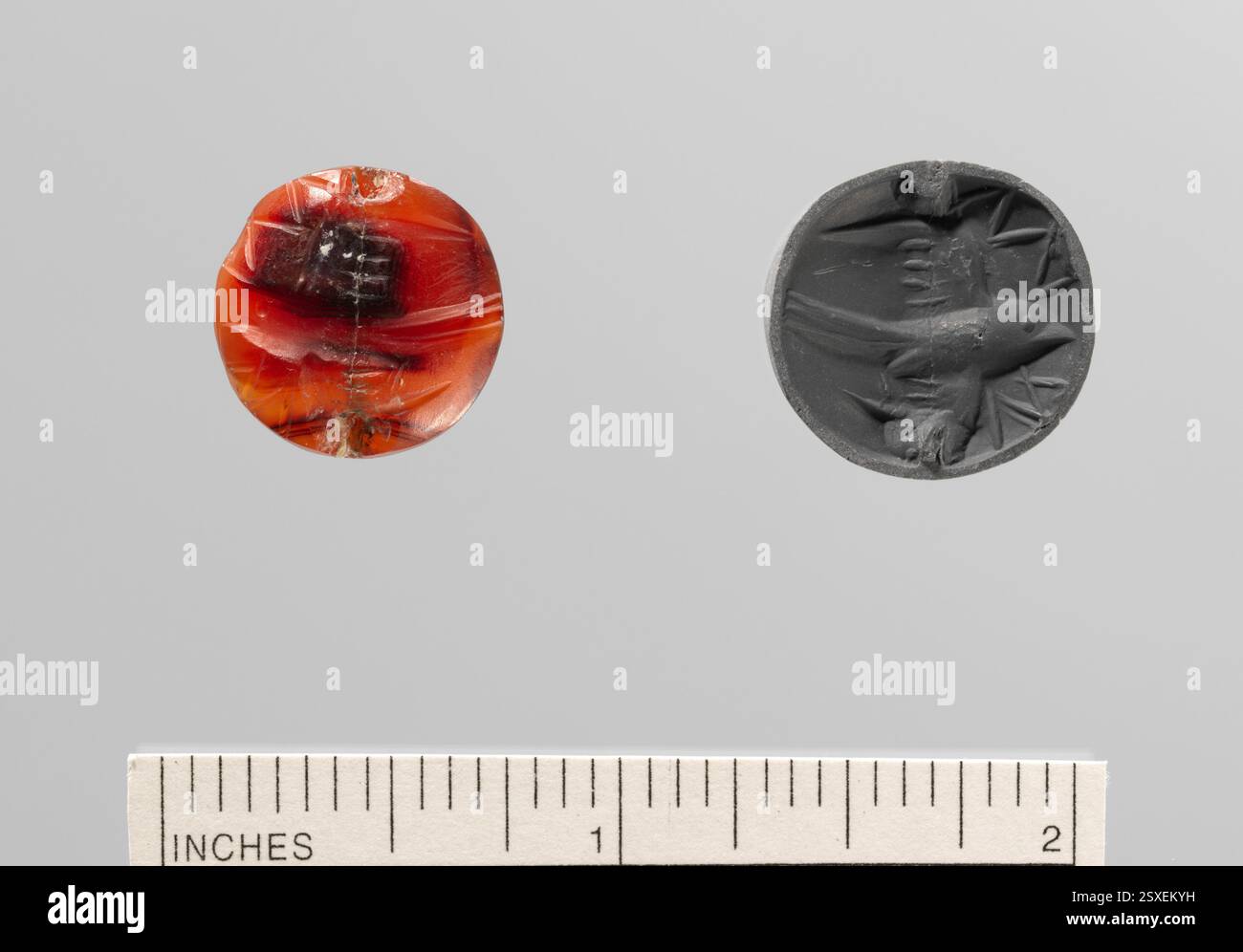 A carnelian lentoid gemstone from the Minoan civilization, dating to ...