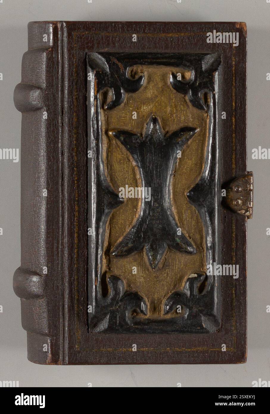 Relief-carved solid book (1800-1899) in the style of a leather binding ...