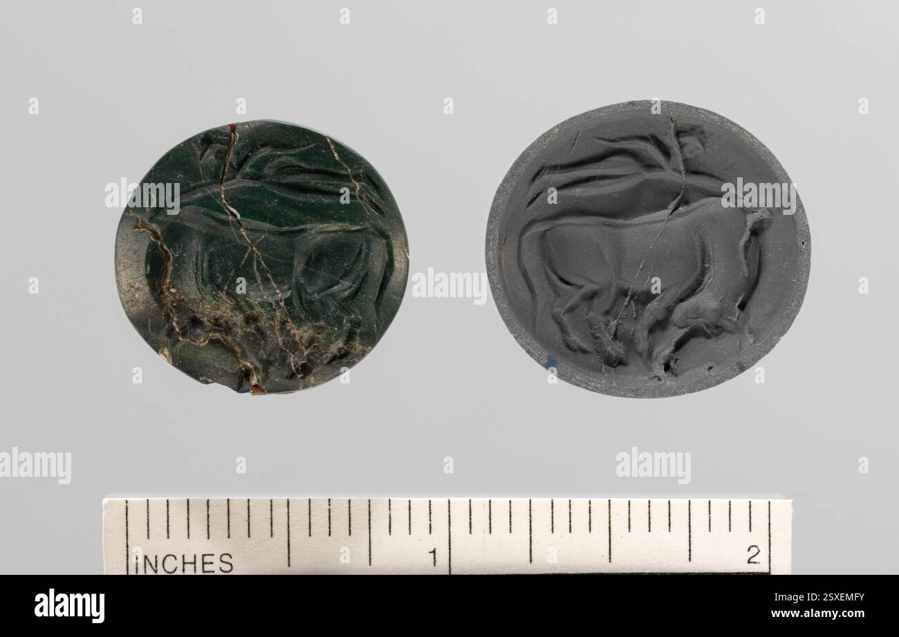 Minoan Lentoid gem (ca. 1450–1375 BCE), carved from jasper, depicting a ...