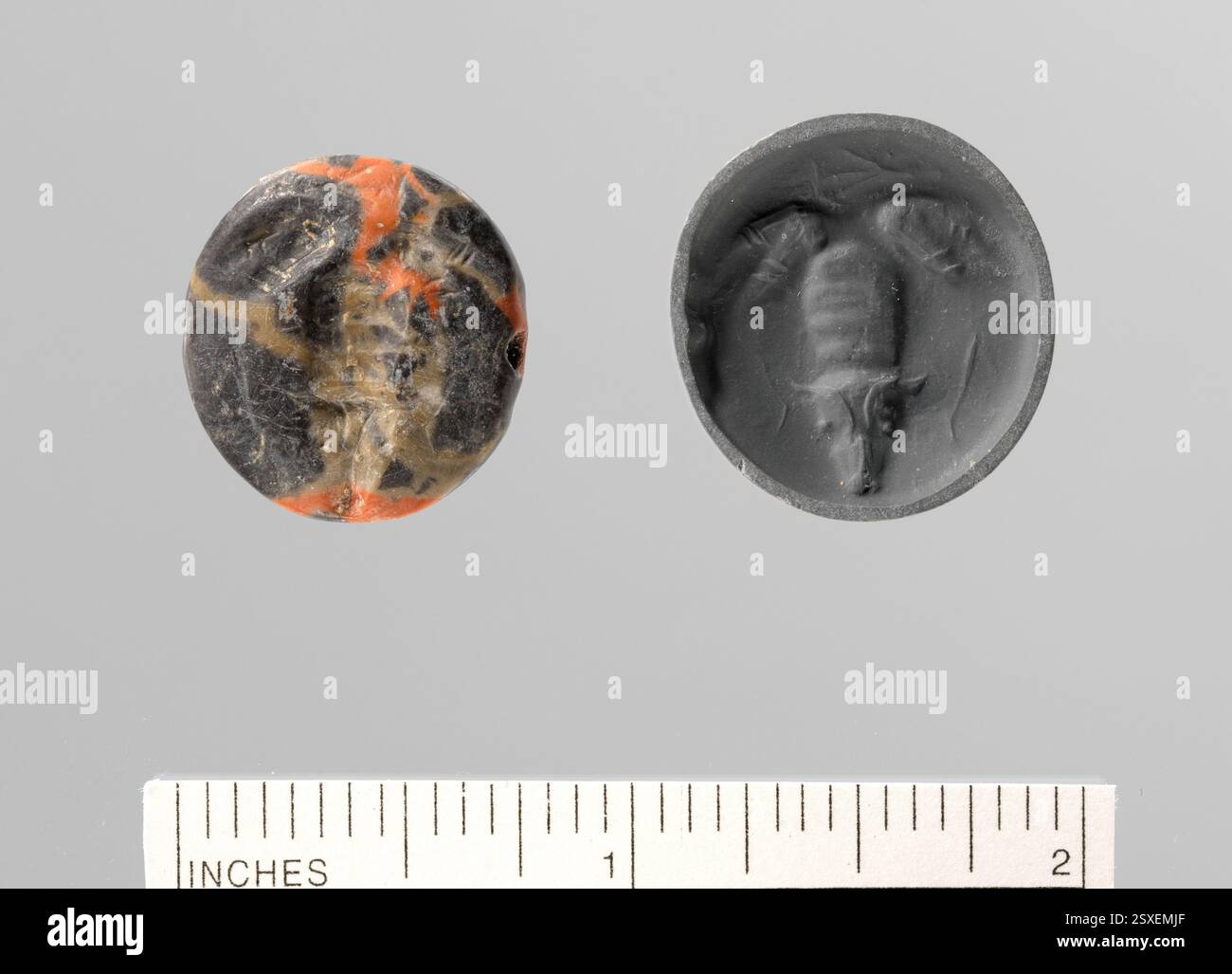 This Minoan Jasper Lentoid gem (ca. 1400–1375 BCE) depicts the forepart ...