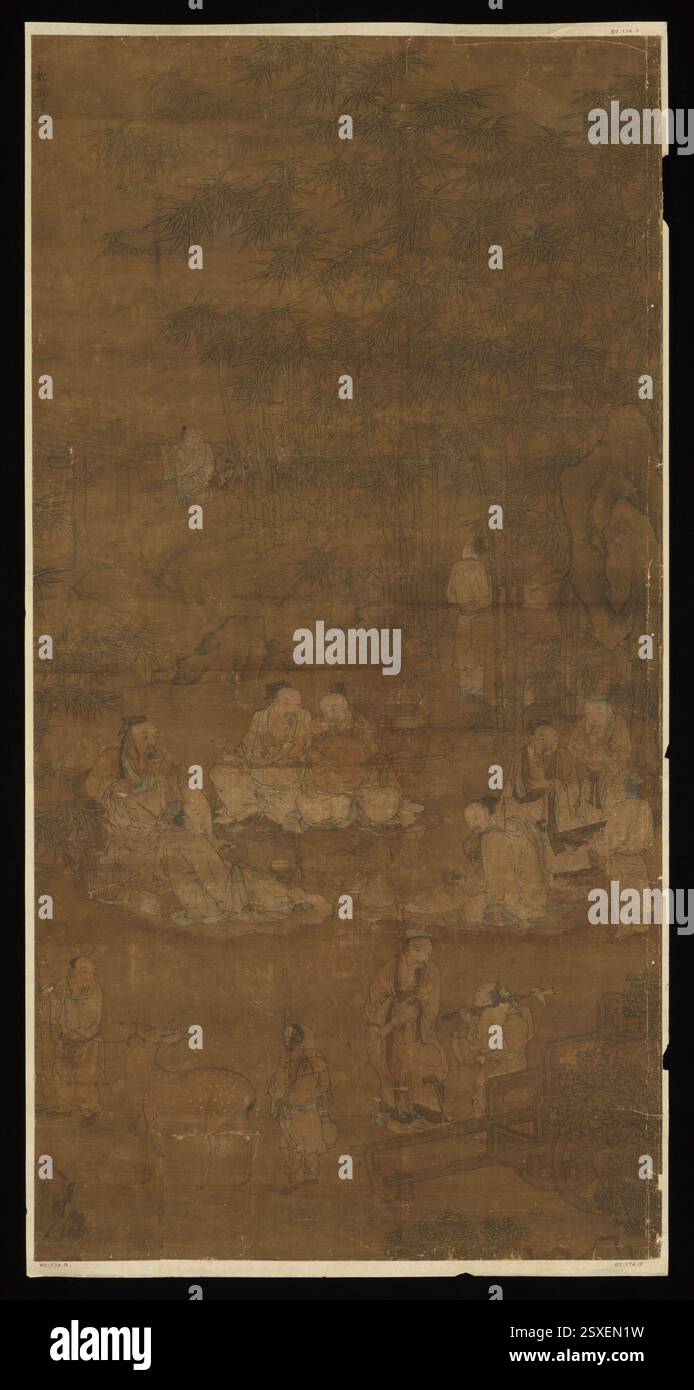 A traditional Chinese painting depicting sages in a bamboo grove, from ...