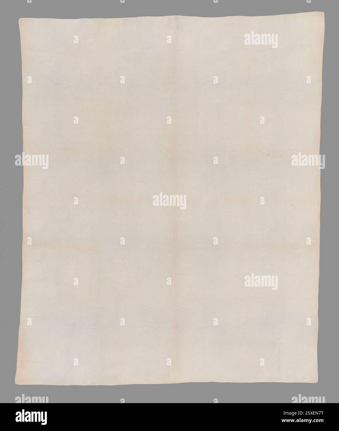 A whole-cloth quilt from ca. 1845, probably English, featuring ...