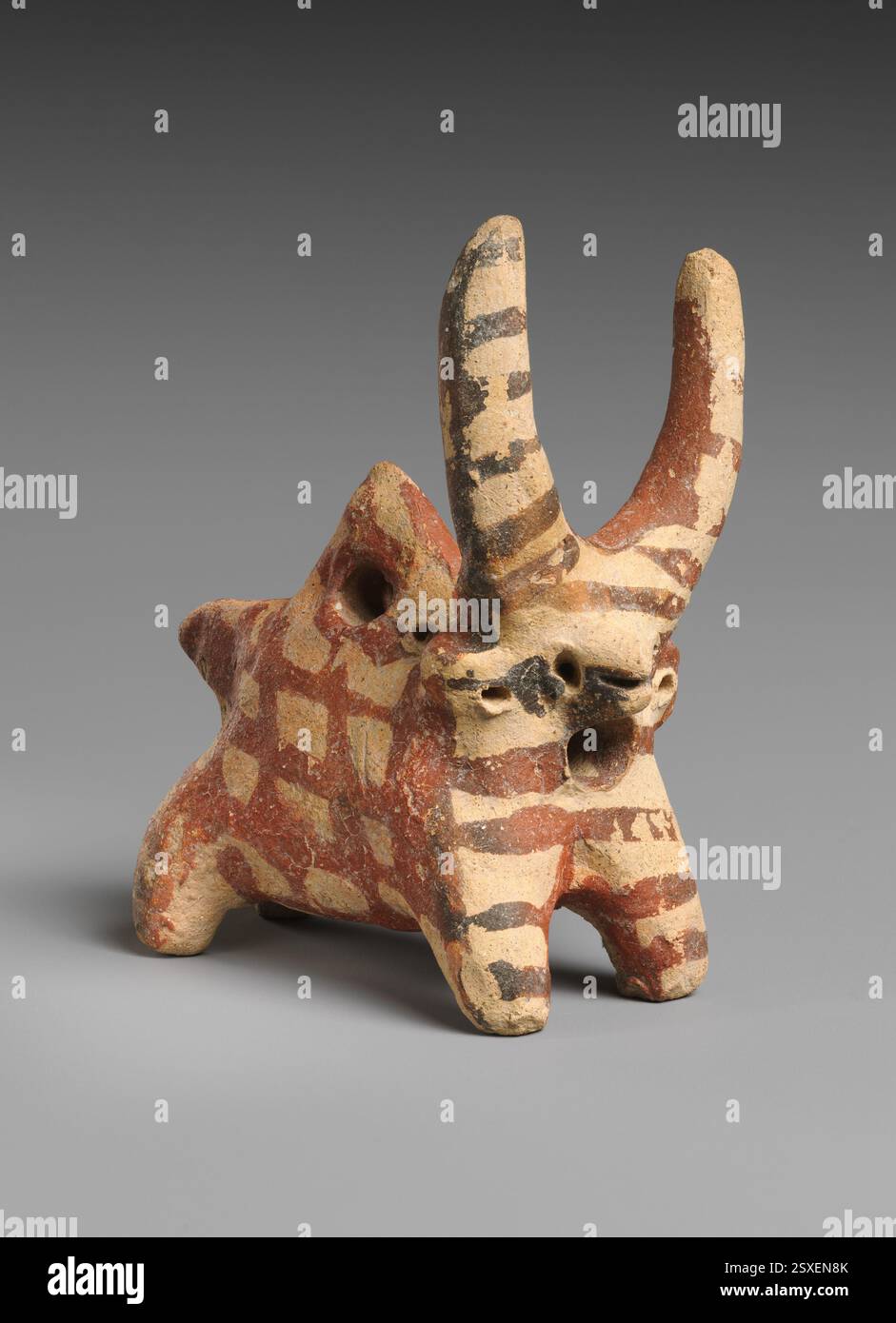 Cypriot terracotta askos in the shape of a bull, dating to the Middle ...