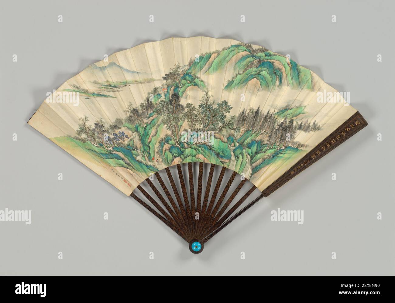 A Qing dynasty fan from the Qianlong period, made of paper and ...