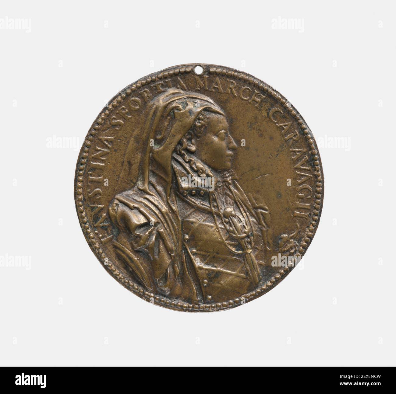 A bronze medallion by Pietro Paolo Galeotti, depicting Faustina Sforza ...