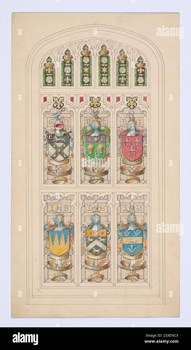 A design for an armorial stained glass window, created by an anonymous ...