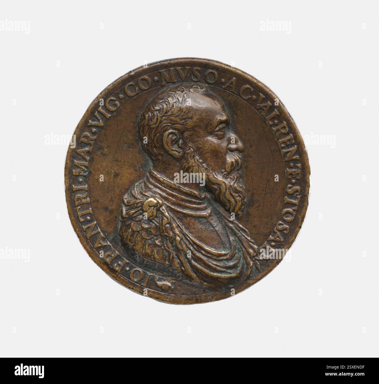 A bronze medallion created by Pietro Paolo Galeotti, featuring ...