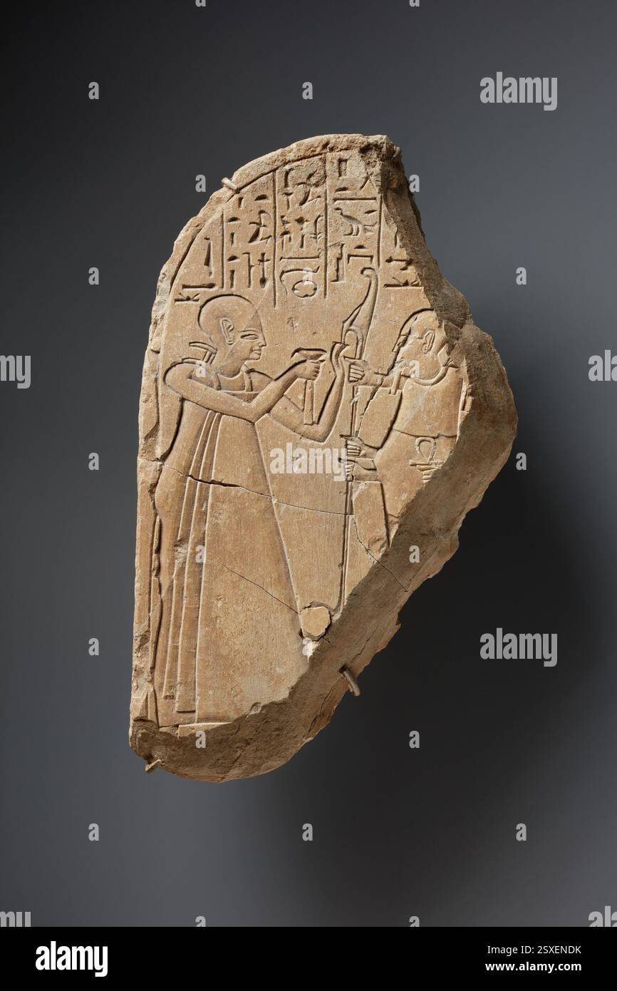 A votive stela fragment depicting Neferrenpet, Vizier under Ramesses II ...