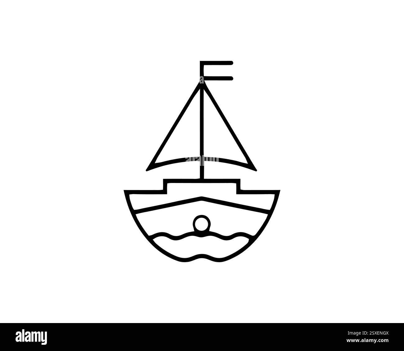 Boat logo design icon outline vector template Stock Vector Image & Art ...