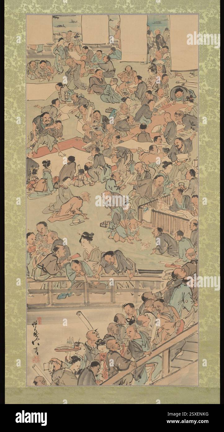 A 1876 Japanese painting by Kawanabe Kyōsai depicting a cultural ...
