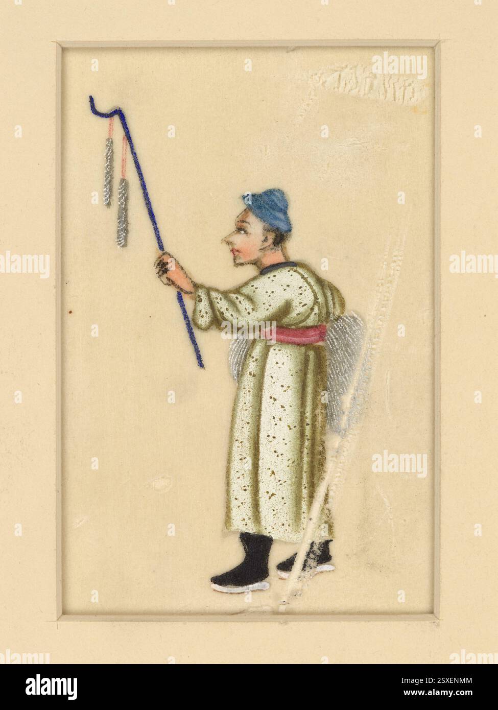 A painting of a chicken (or bird) vendor from early 20th-century China ...