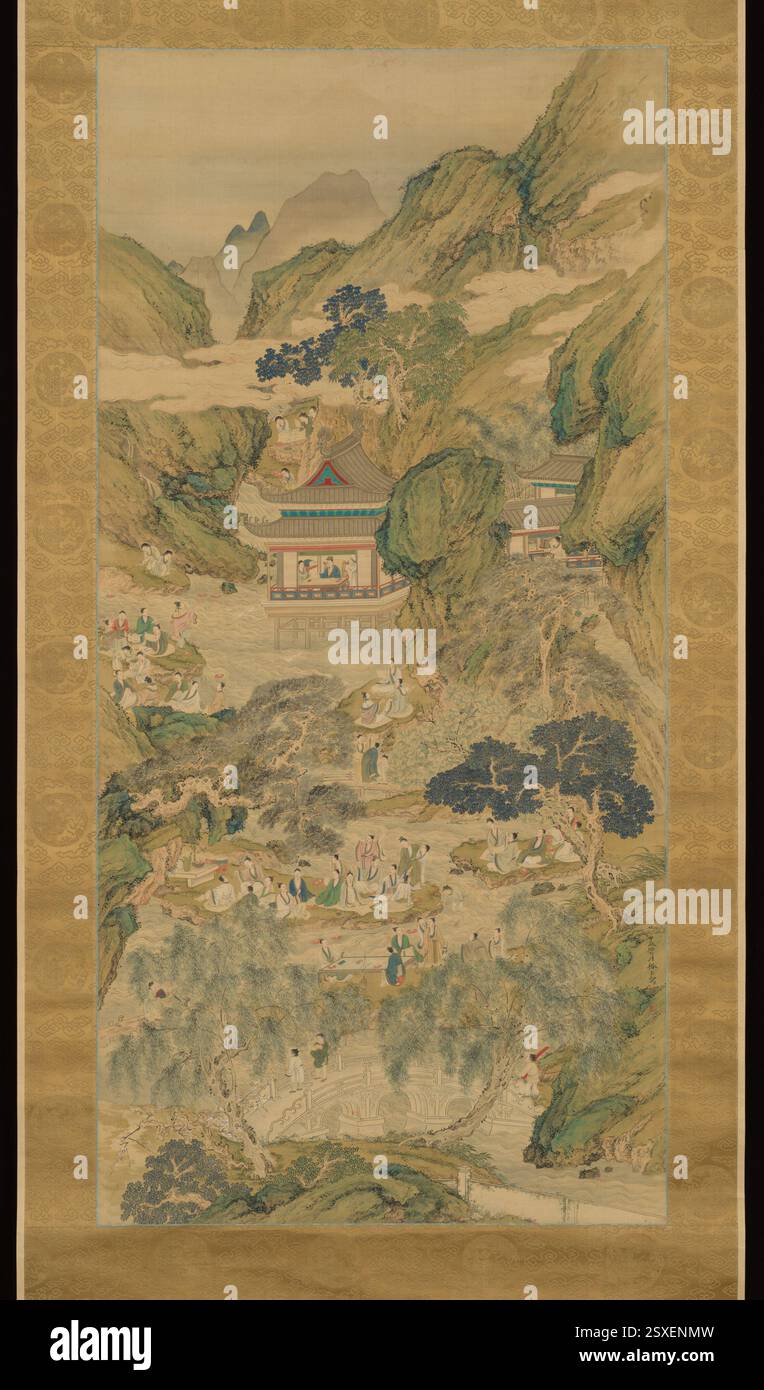 This 1844 Japanese painting by Tsubaki Kakoku depicts a gathering of ...