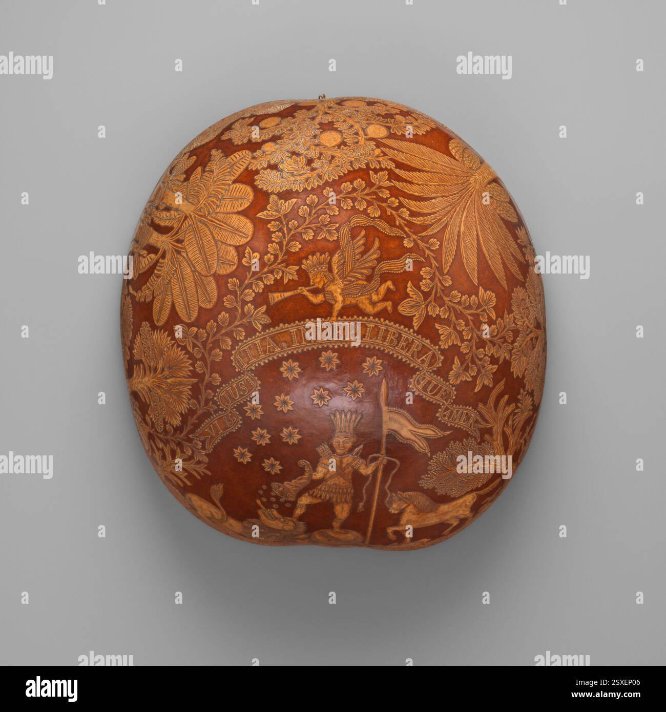 Gourd bowl commemorating Mexico's independence from Spain (after 1821 ...