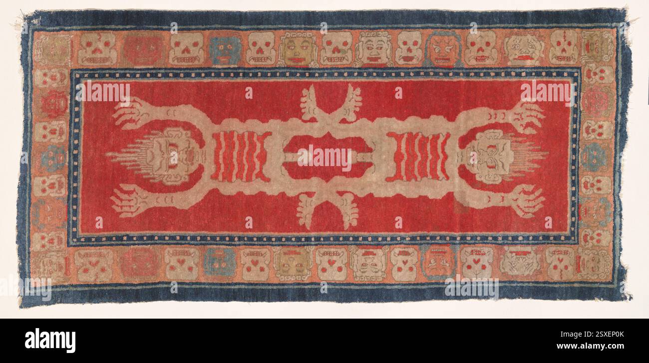 An 18th–19th century Tibetan ritual rug featuring the design of two ...