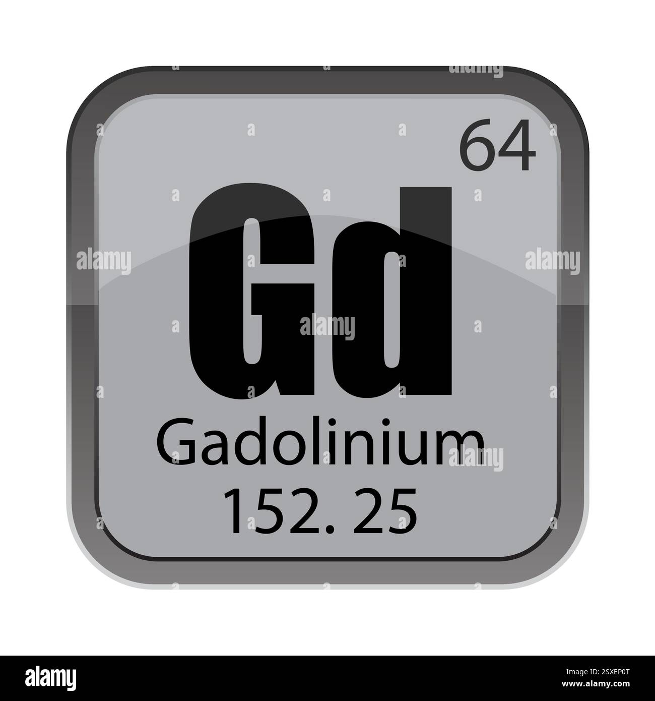 Gd 64 highlight. Gadolinium 152.25 detail. Chemical element vector. Shiny gray tile Stock Vector ...