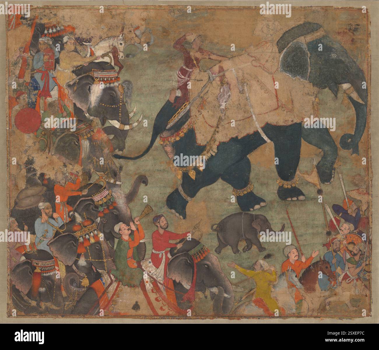 This vibrant fragment from a 1570 Mughal painting shows a prince riding ...