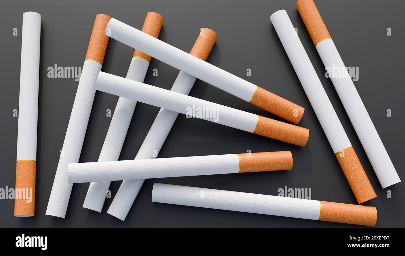 A 3d rendering of cigarettes in a close-up, angled view, showcasing ...
