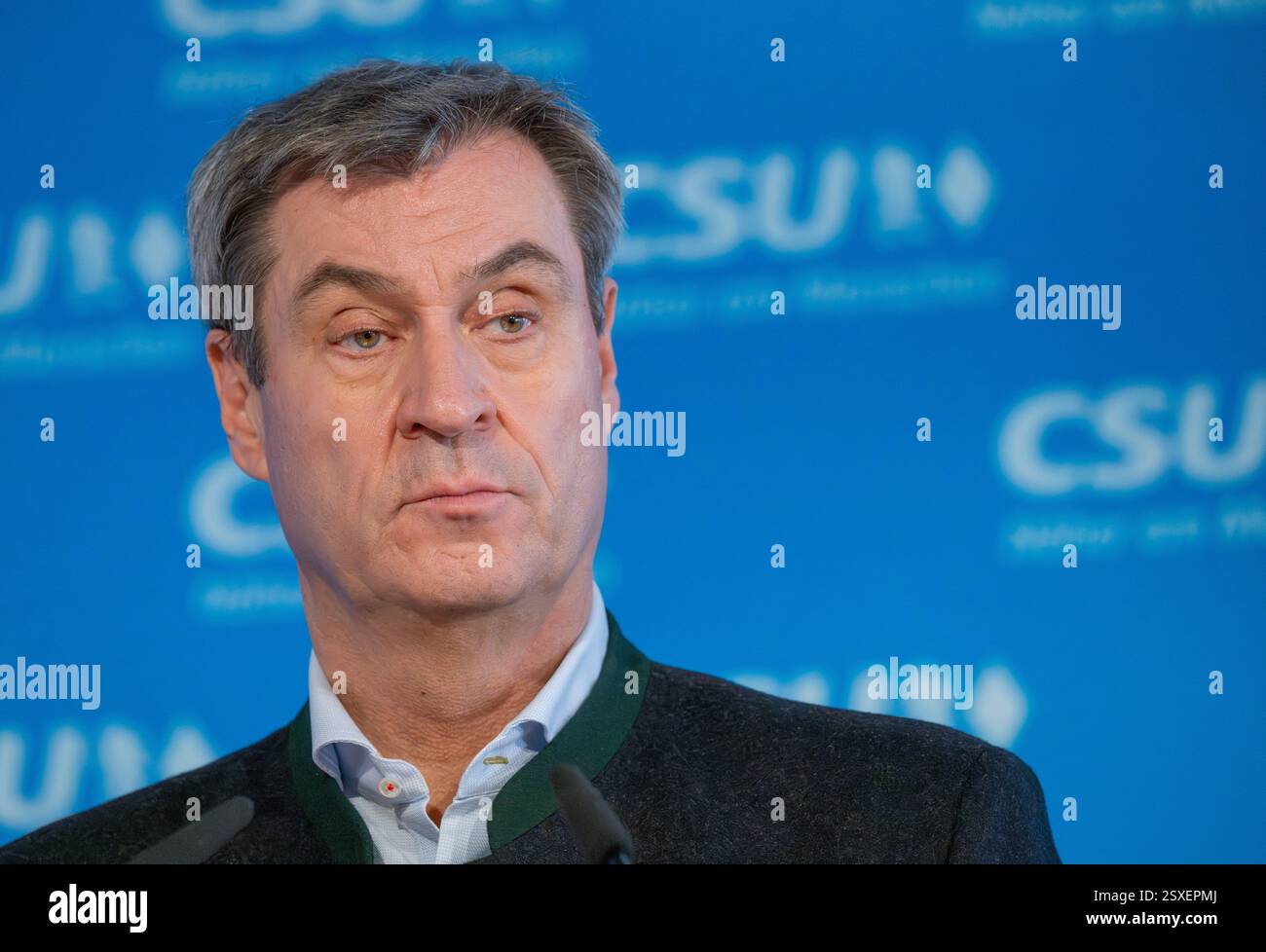 Munich, Germany. 24th Feb, 2025. Markus Söder, CSU party chairman ...