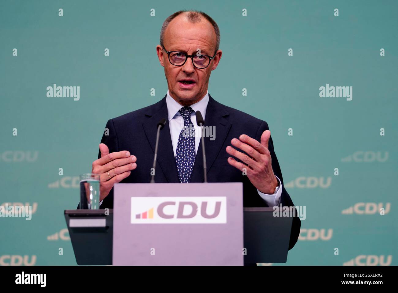 Friedrich Merz, leader of the Christian Democratic Union (CDU), speaks ...