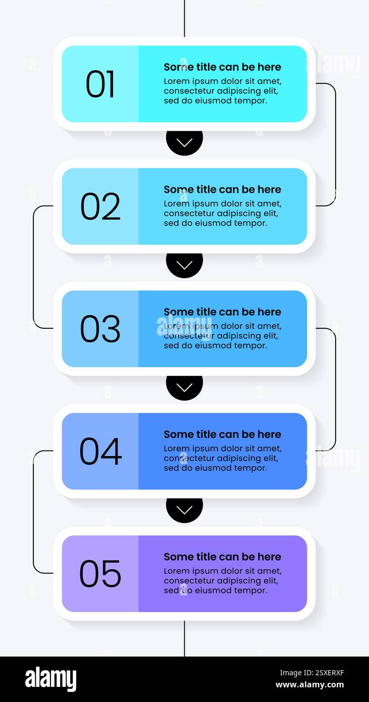 Infographic template with 5 options or steps. Vertical line. Can be ...
