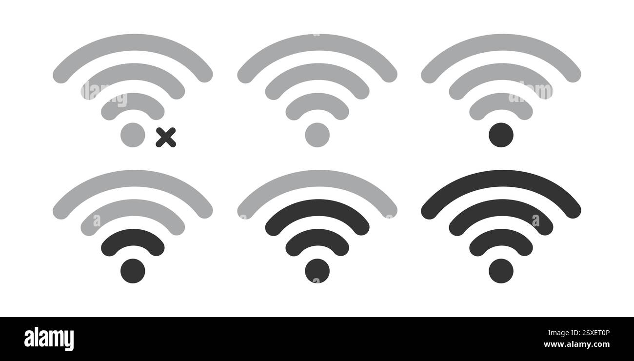 wifi network and antenna wireless status internet indicator. vector ...