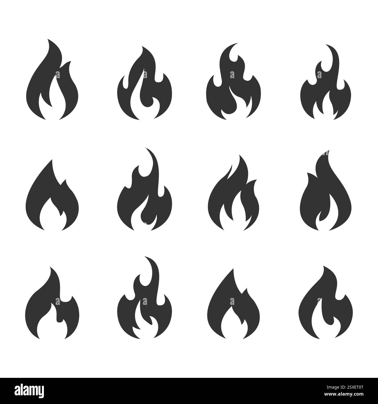 Set of fire flames vector icons stock illustration Stock Vector Image ...