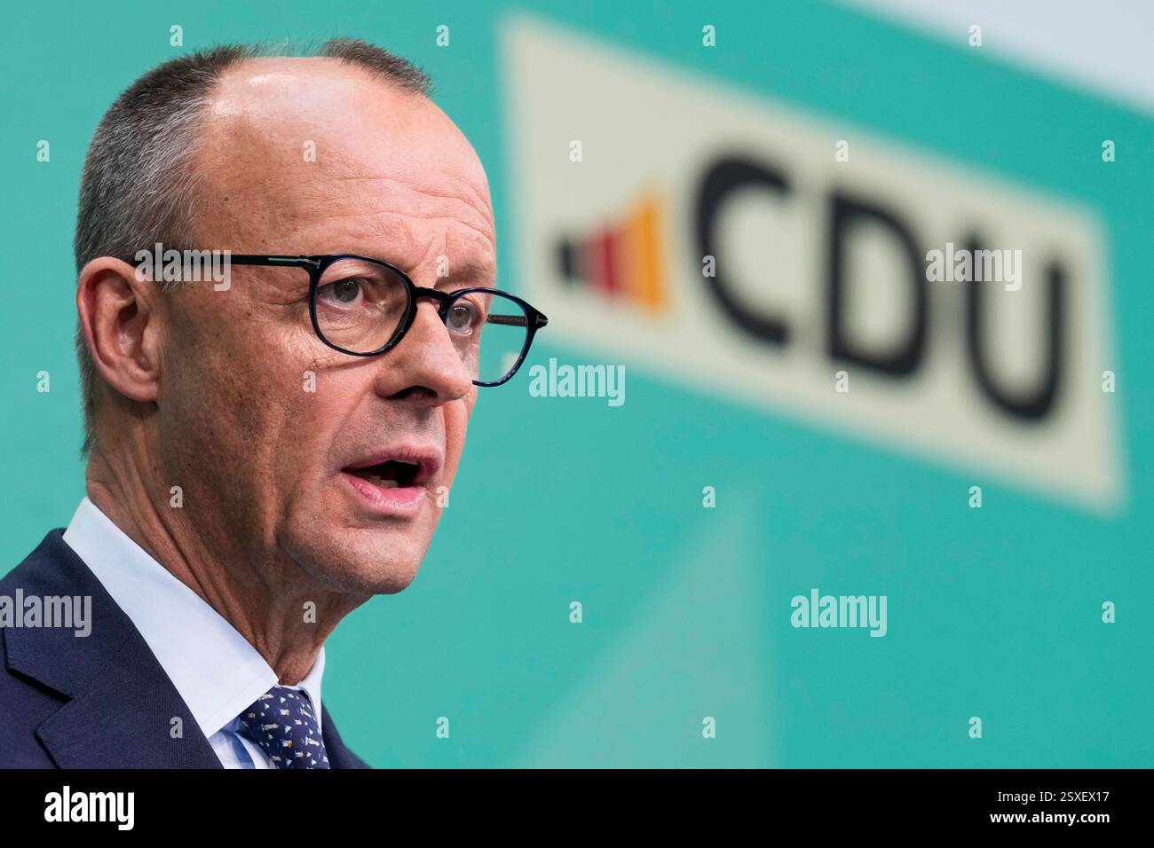 Friedrich Merz, leader of the Christian Democratic Union (CDU), speaks ...