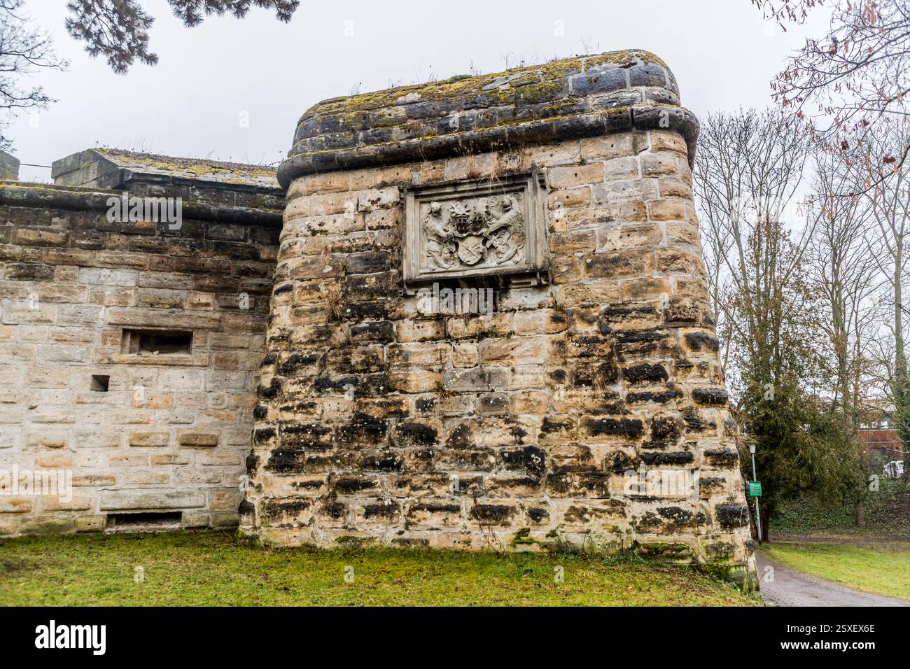 Sattlertorstraße, Forchheim, Bavaria, Germany A section of a stone wall ...