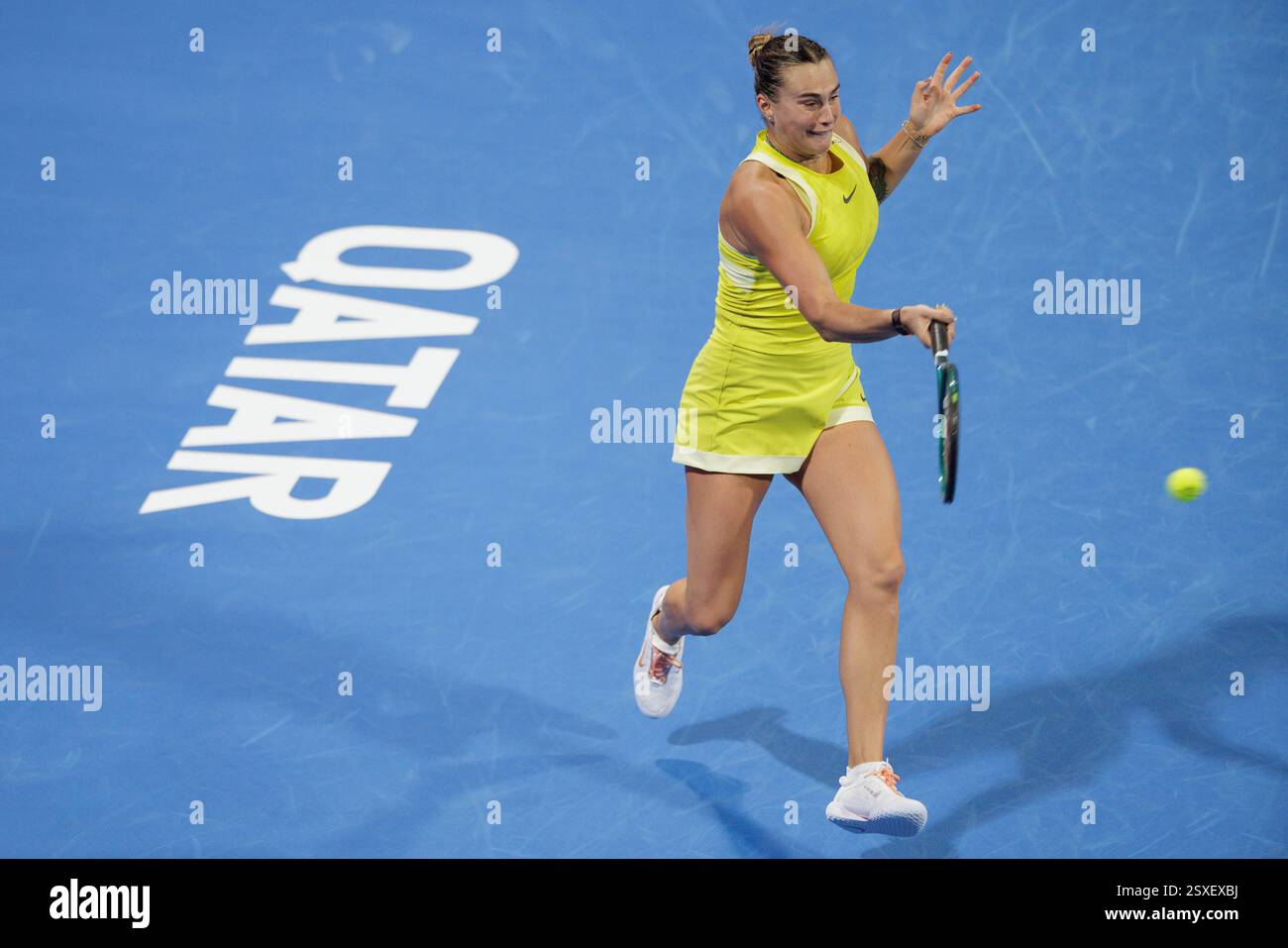 Aryna Sabalenka of Belarus during the Qatar TotalEnergies Open 2025 ...