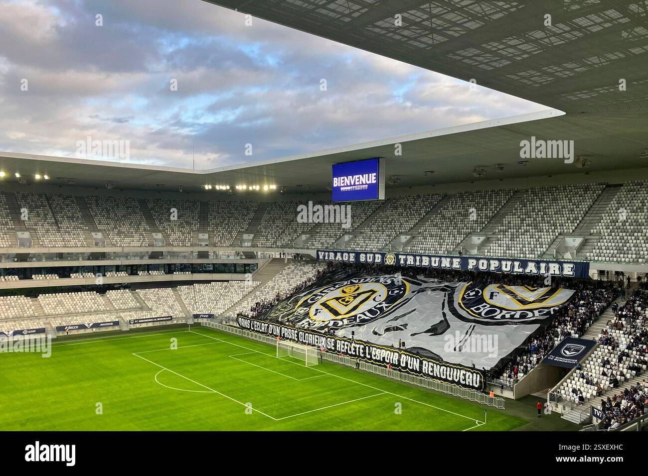 FILE - Bordeaux supporters unfurl a large banner Saturday Oct. 12, 2024 ...