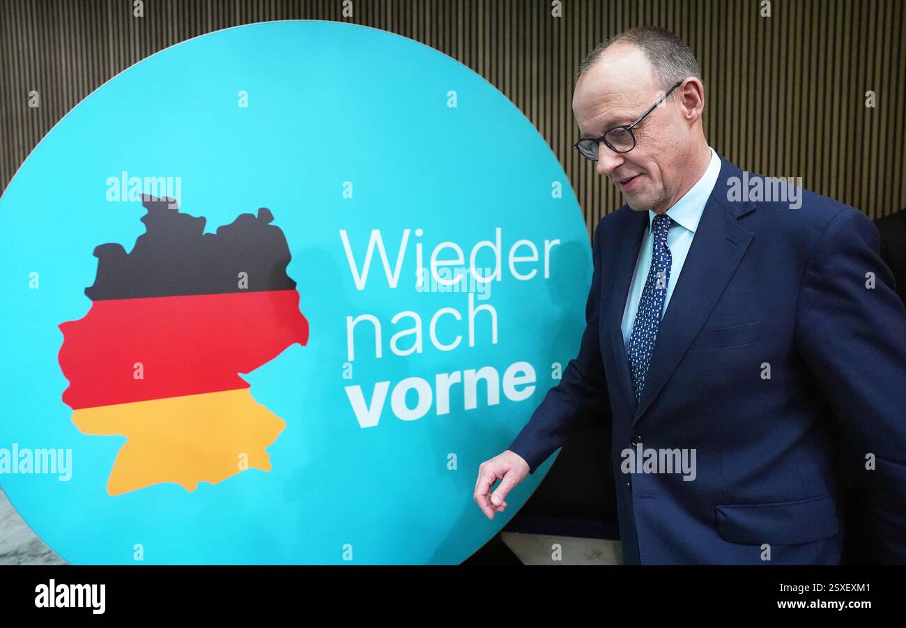 Berlin, Germany. 24th Feb, 2025. Friedrich Merz, CDU Federal Chairman ...