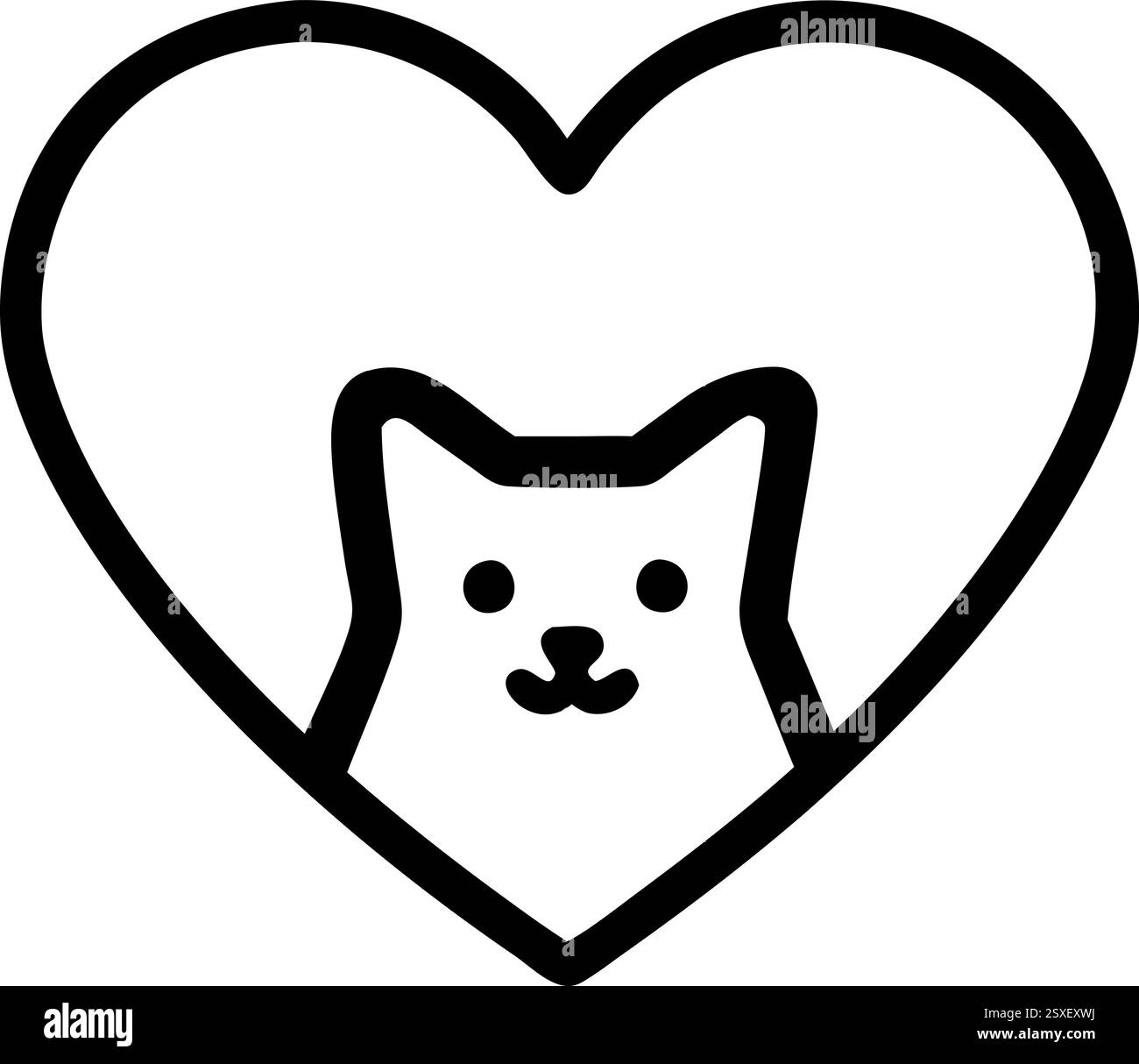 Pet Adoption Cat Heart Outline Icon Stock Vector Image & Art - Alamy