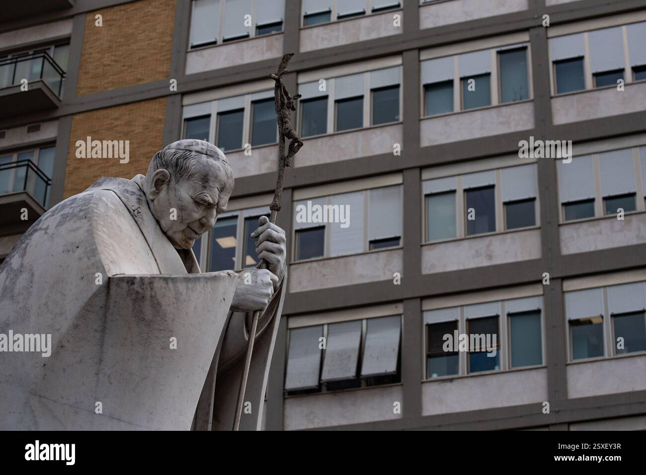 Rome, Italy. 24th Feb, 2025. Close-up of the statue of Pope John Paul ...