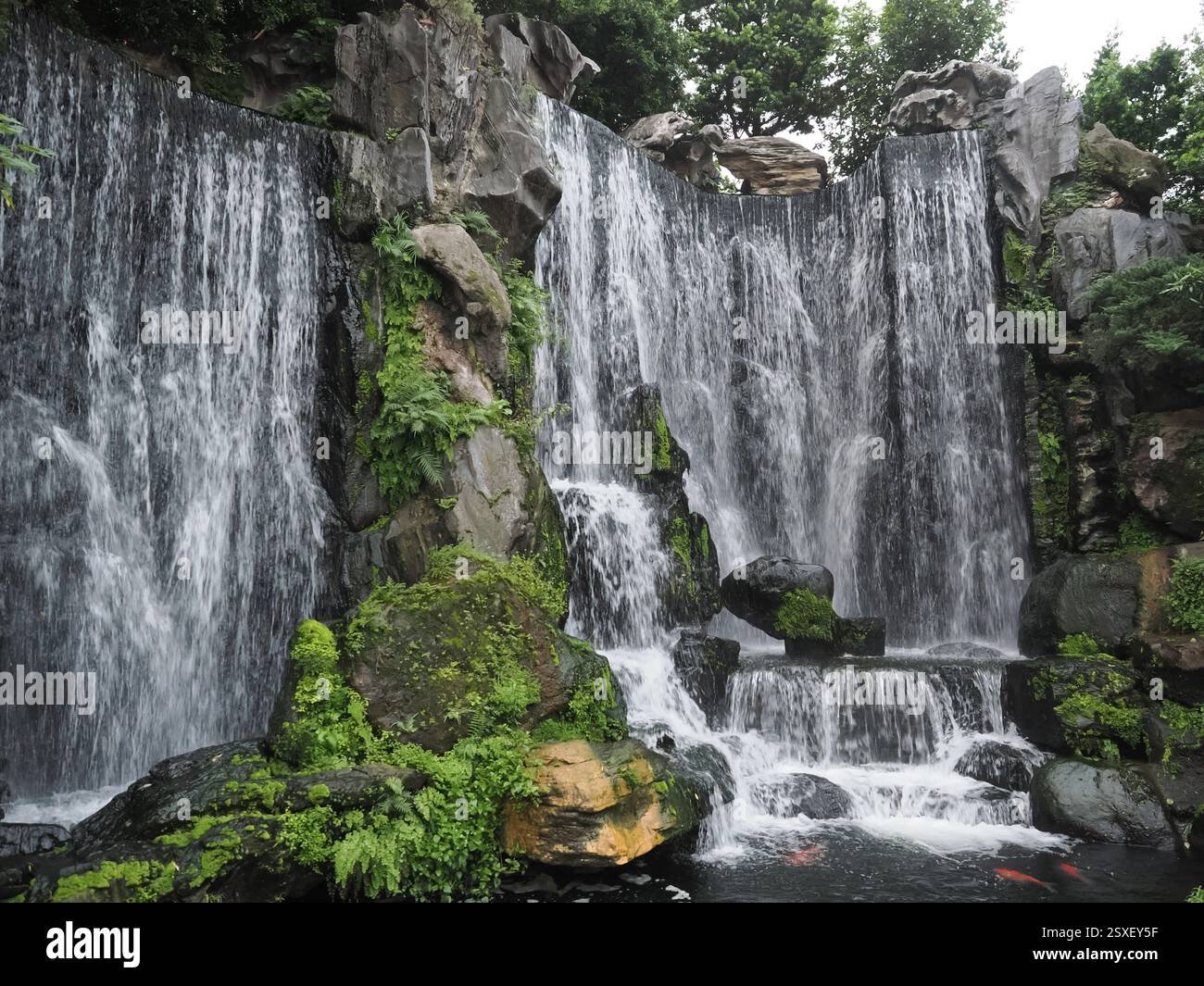 Image of the waterfall situated on the site of the Longshan Temple in ...